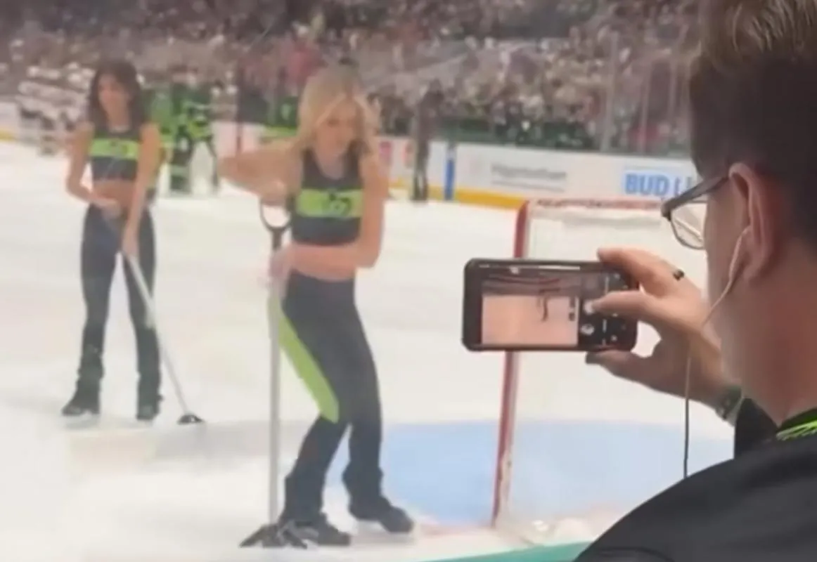 Creepy scene as Stars fan is caught taking pics of the ice crew ladies
