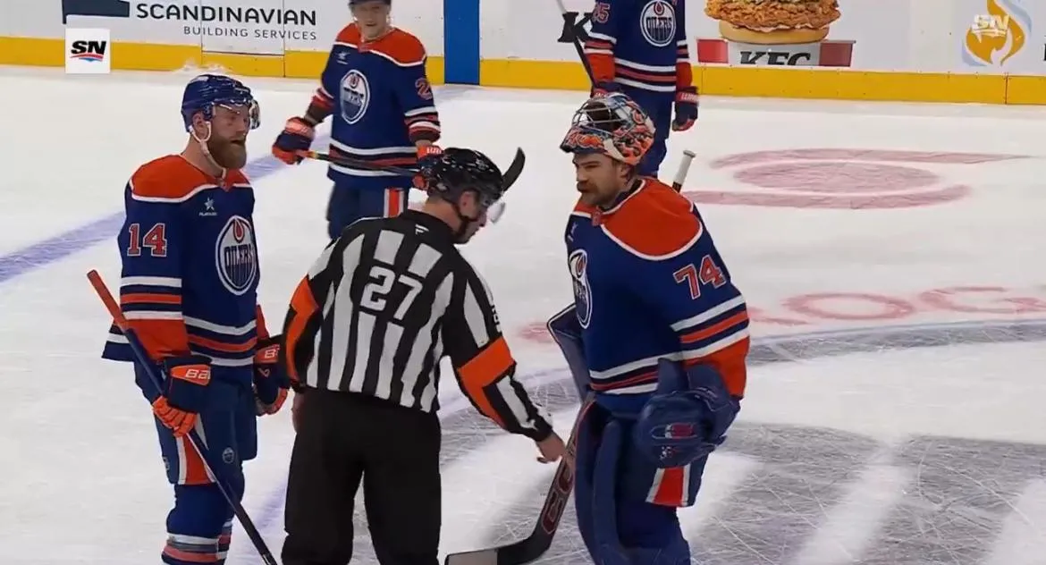Oilers Goal Overturned by Goalie Interference, Then Oilers Goalie ...