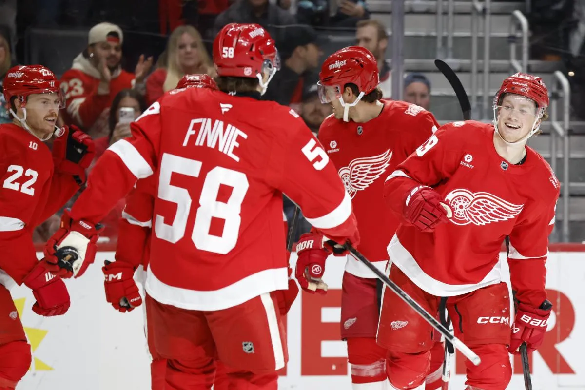 Red Wings rookie trio makes franchise history in recent 4-3 win vs. Kraken